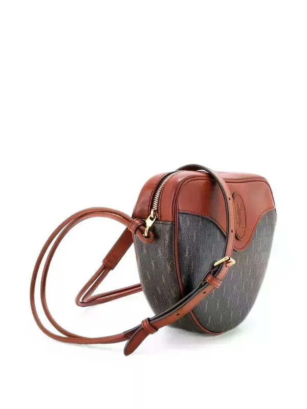 Saint Laurent Le Monogramme Coeur Bag Monogram All Over Coated Canvas And Leather Crossbody Bag - Brown