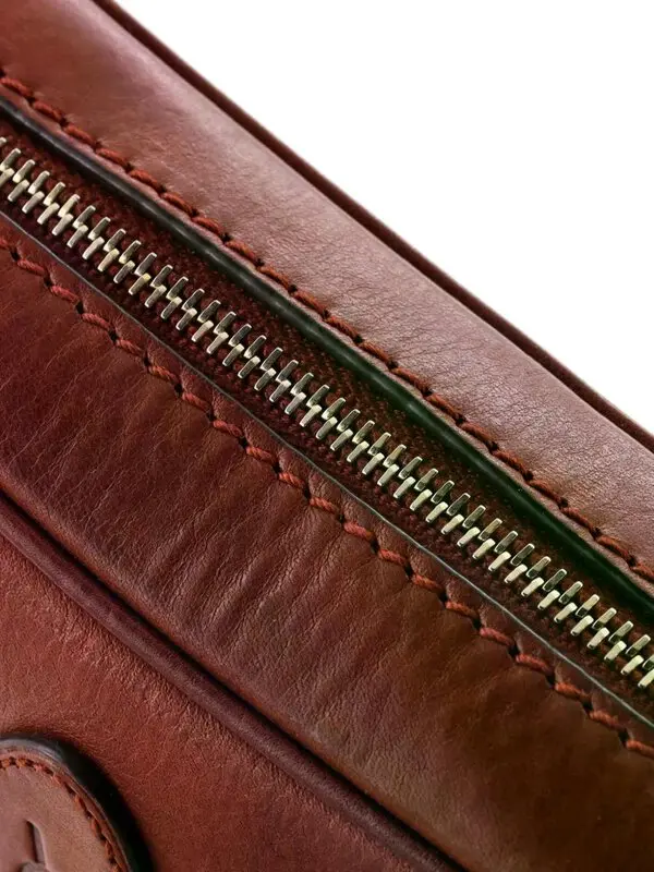 Saint Laurent Monogram Coated Canvas And Leather Crossbody Bag - Brown