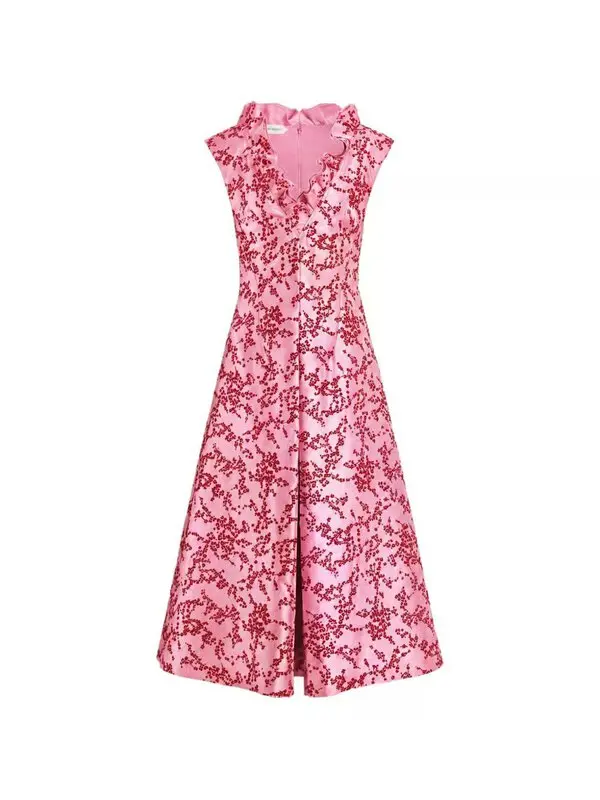 Alberta Ferretti Floral-print Ruffled Midi Dress - Pink