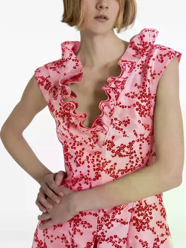 Alberta Ferretti Floral-print Ruffled Midi Dress