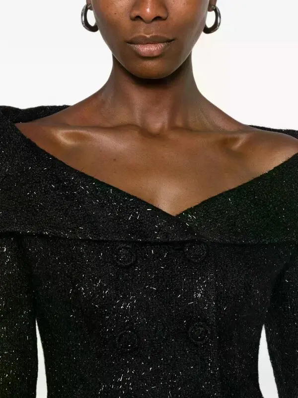 SELF-PORTRAIT Off-shoulder Double-breasted Mini Dress