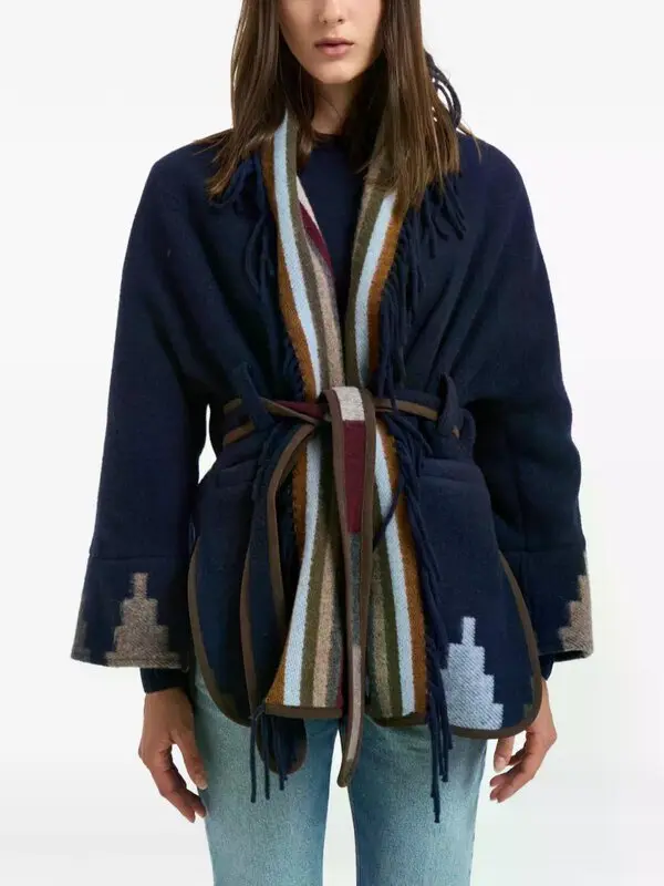 BAZAR DELUXE Fringe-trim Belted Coat