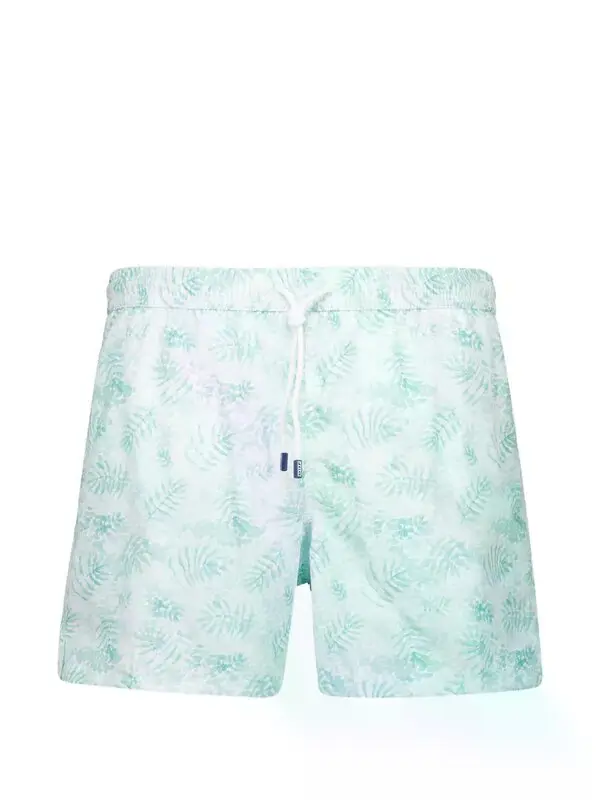 Fedeli Leaf-print Swim Shorts