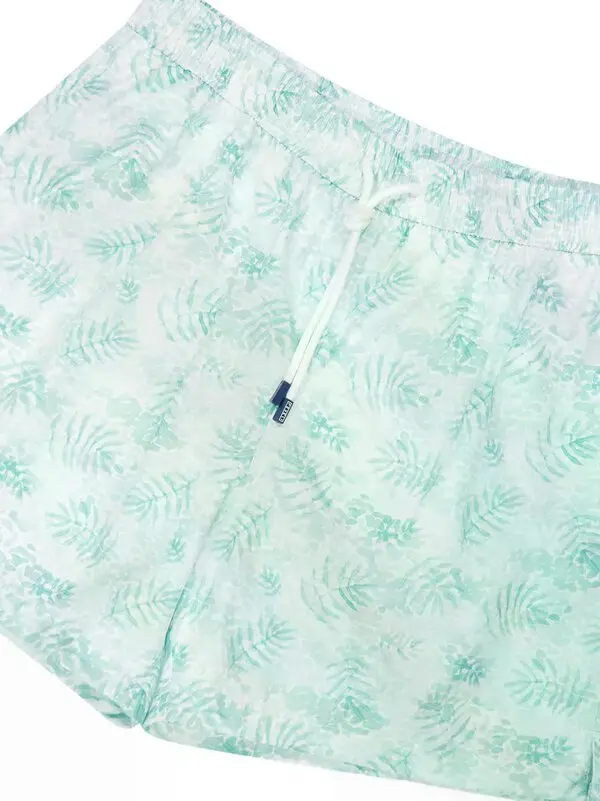 Fedeli Leaf-print Swim Shorts - White