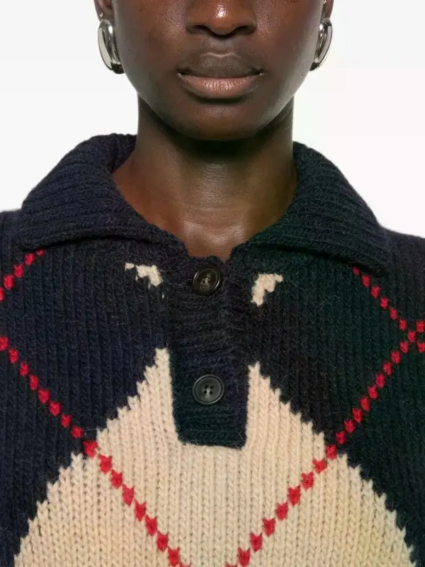 N°21 Argyle-knit Cropped Sweater