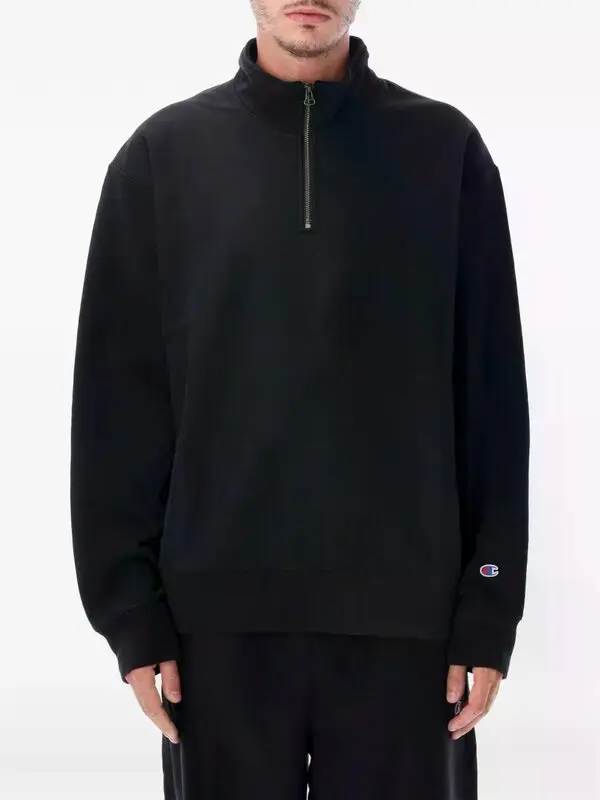 Champion Quarter-zip Logo-patch Sweater - Black