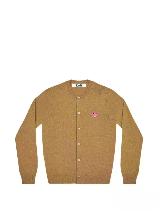 Play Comme Des Garcon Heart-patch Cardigan - Brown
