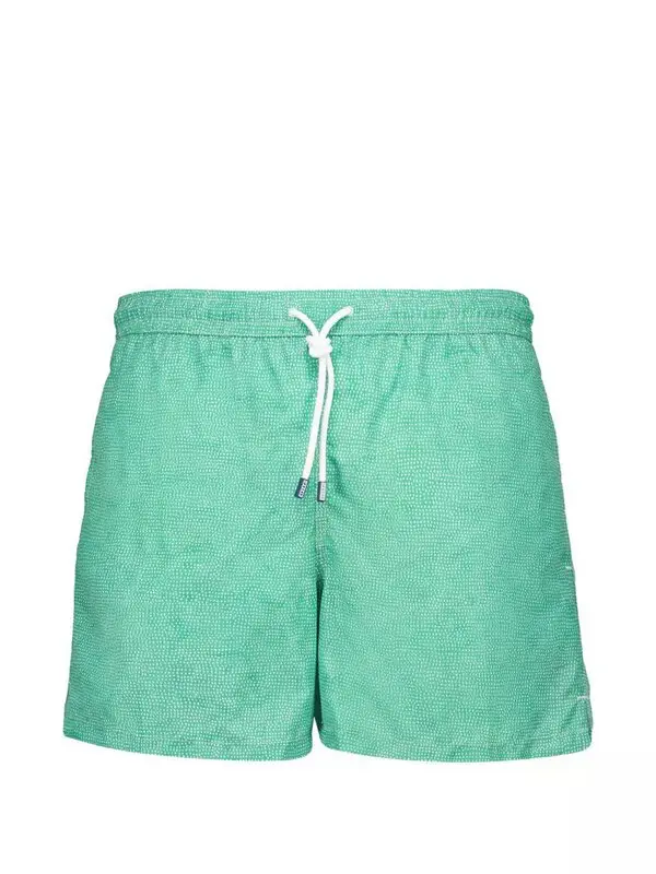 Fedeli Geometric Print Swim Shorts - Green