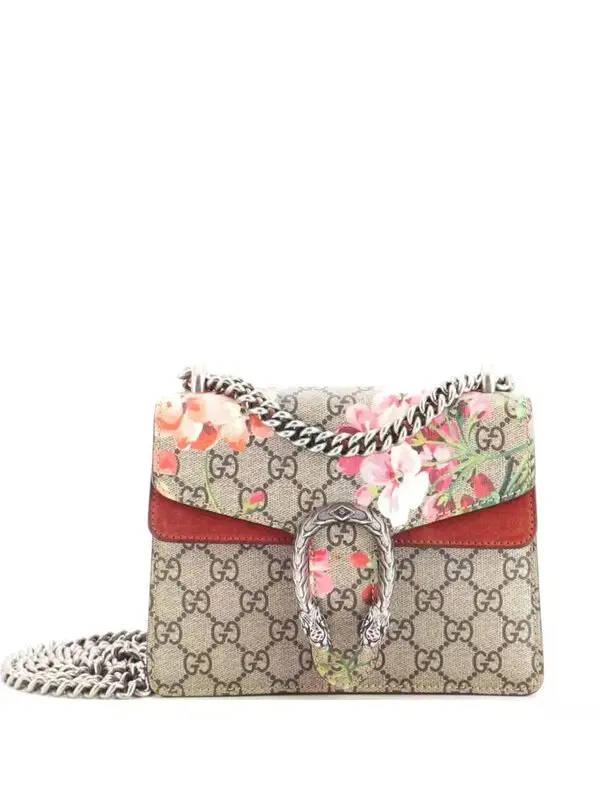 Gucci Dionysus Bag Blooms Print Gg Coated Canvas Mini Shoulder Bag - Brown