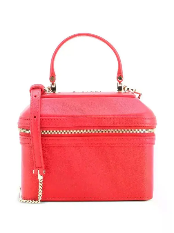 BVLGARI Serpenti Forever Top Handle Convertible Vanity Leather Small Satchel - Red