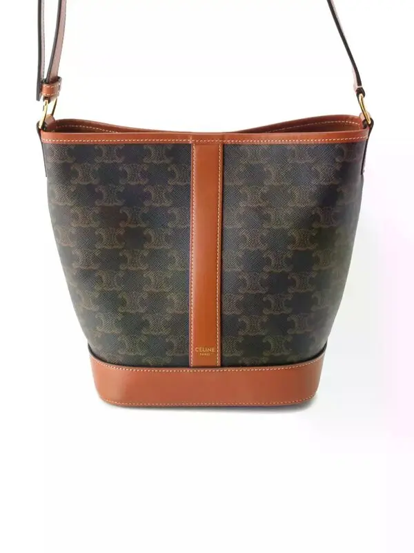Celine 2019-2026 Small Triomphe Coated Canvas Bucket Bag - Brown
