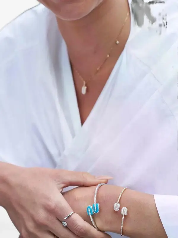 U LOS ANGELES U Duo Diamond And Turquoise Bangle