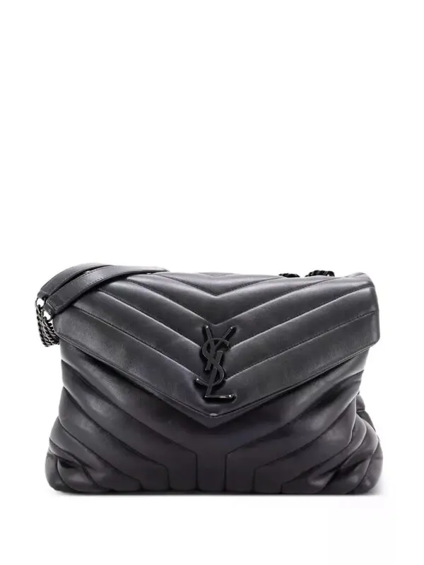 Saint Laurent Loulou Matelasse Chevron Leather Medium Shoulder Bag - Black
