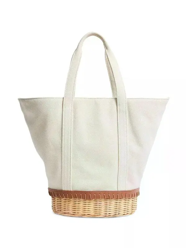 Pamela Munson The Gardener Canvas-and-rattan Tote Bag - Neutrals
