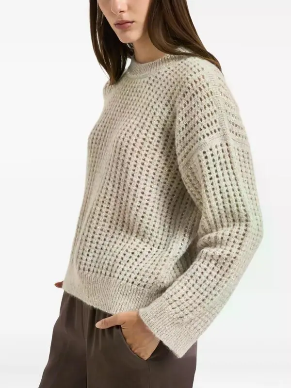 Peserico Sequin-embellished Open-knit Sweater