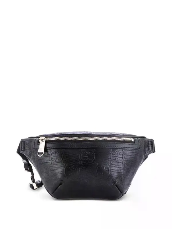 Gucci Gg Embossed Perforated Leather Small Belt Bag - Black