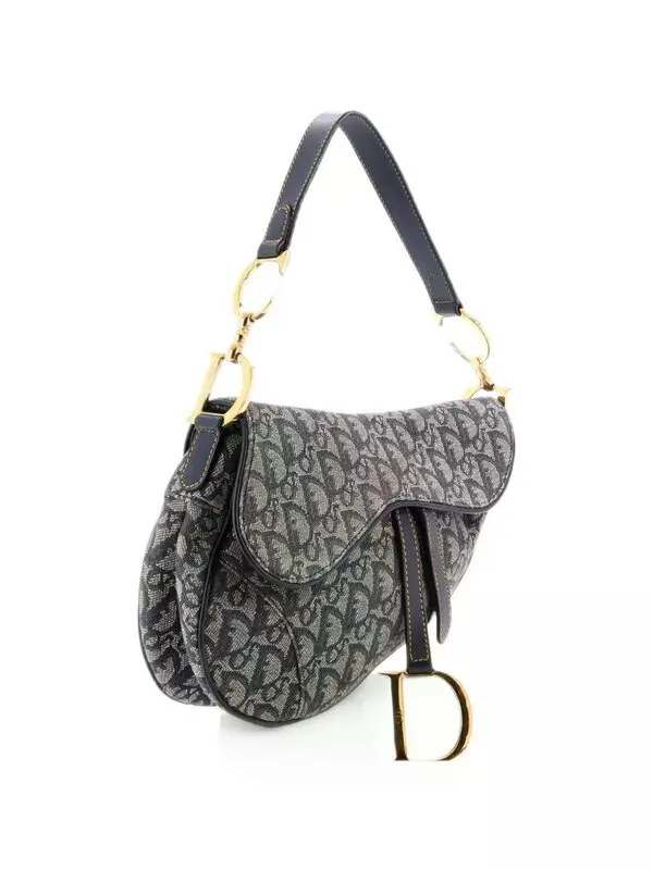 Dior Vintage Saddle Bag Diorissimo Canvas Medium Shoulder Bag