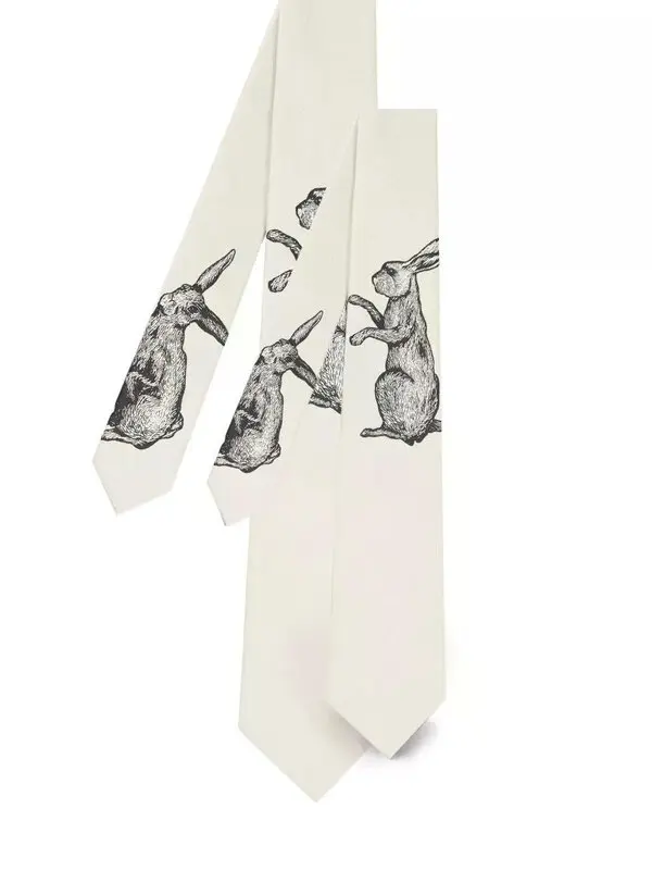 Paul Smith Rabbit Jacquard Silk Neck Ties - Neutrals
