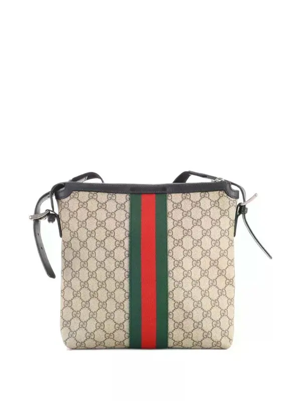 Gucci Web Messenger Bag Gg Coated Canvas Medium Cross Body Bag