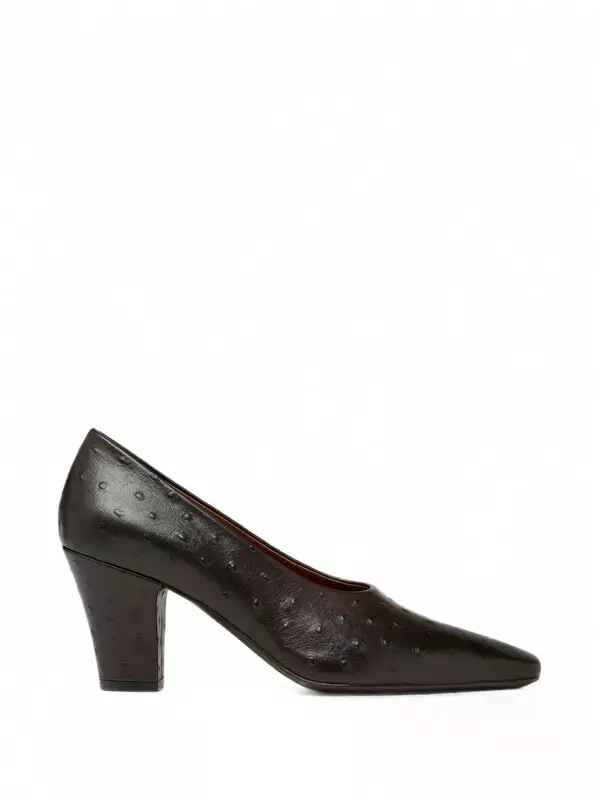 Marsèll Figura Ostrich-effect Squared-toe Block-heel Pumps - Brown