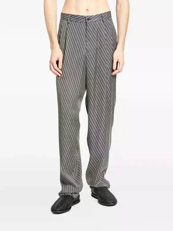 Giorgio Armani Diagonal-print Pleated Trousers