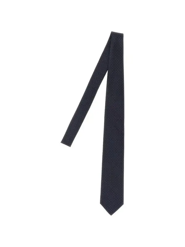 Brioni Polka-dot Herringbone Tie - Blue