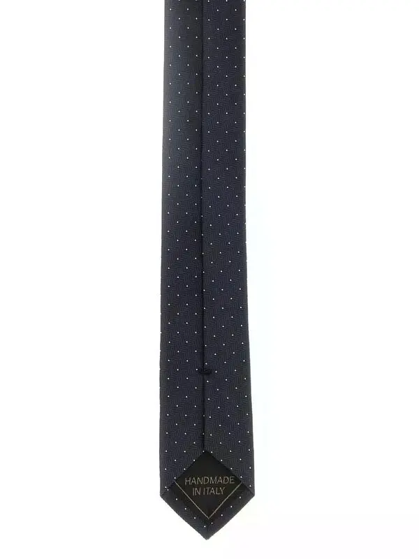 Brioni Polka-dot Herringbone Tie - Blue