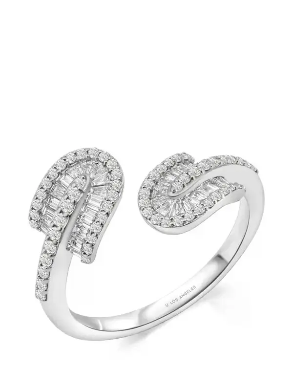 U LOS ANGELES Diamond U Duo Twist Ring - Silver