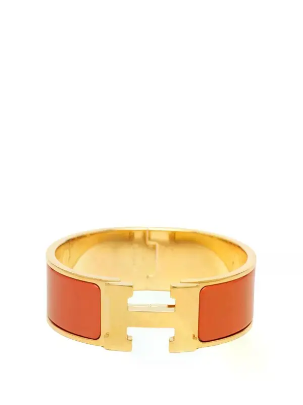 Hermès Wide Enamel Clic H Pm Costume Bracelet - Orange