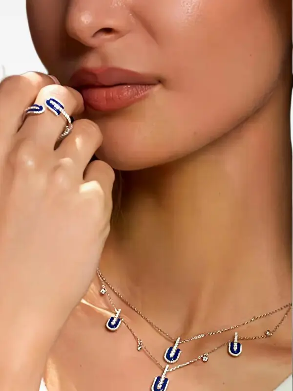 U LOS ANGELES Lapis And Diamond Necklace