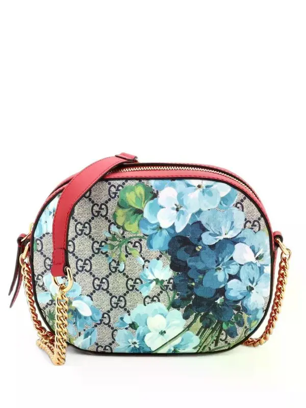 Gucci Chain Blooms Print Gg Coated Canvas Mini Cross Body Bag - Blue