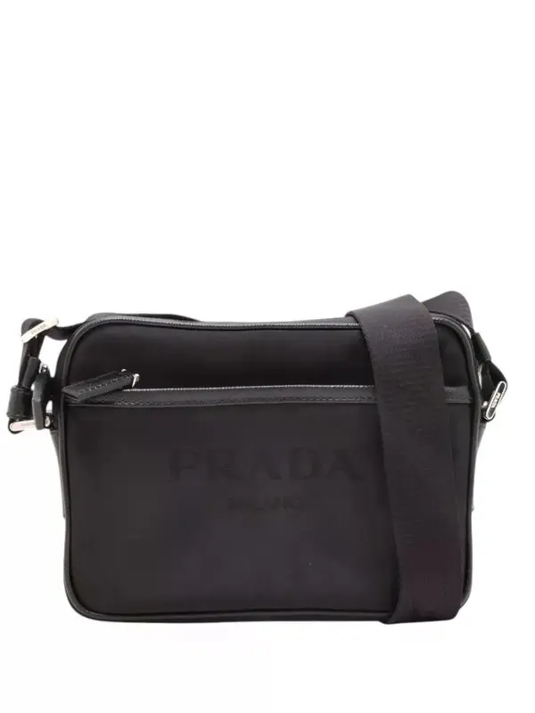 Prada Saffiano Trimmed Tessuto Logo Camera Bag Cross Body Bag