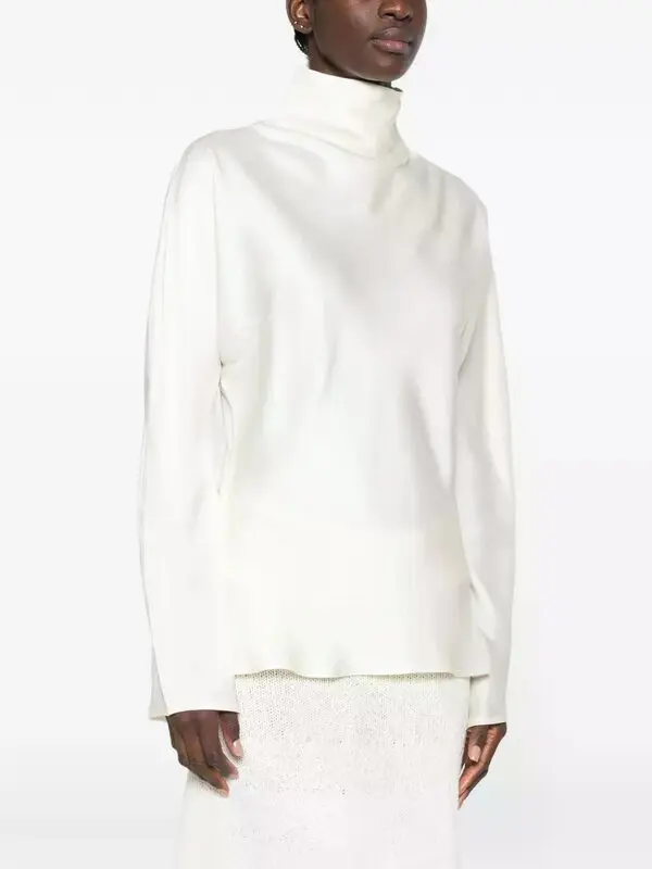 RÓHE High-neck Button-back Top - White