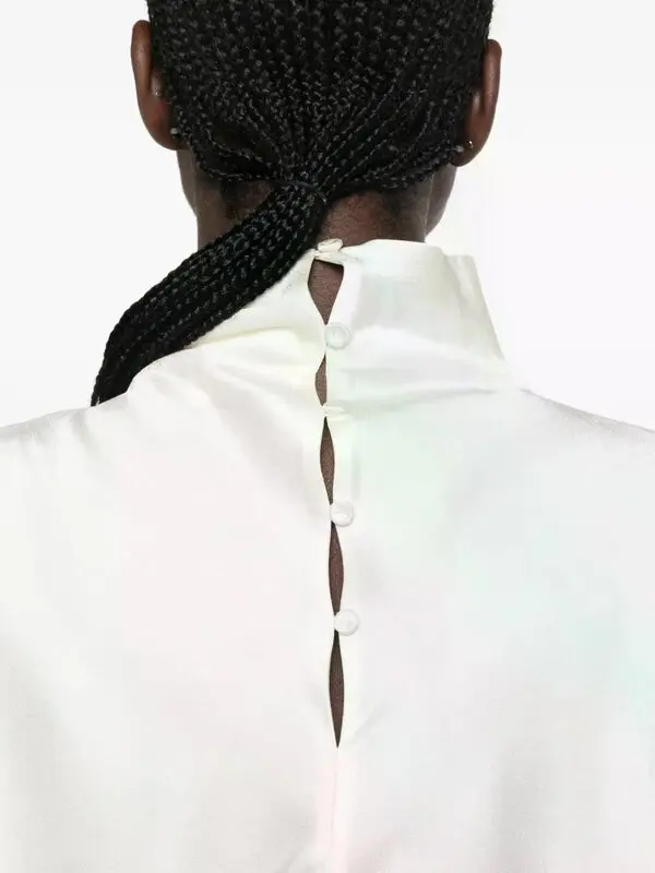 RÓHE High-neck Button-back Top - White
