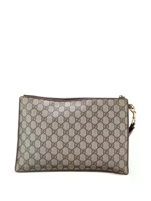 Gucci Courrier Pouch Gg Coated Canvas With Applique Clutch Bag