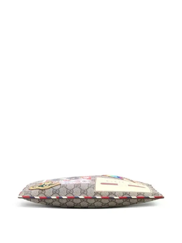Gucci Courrier Pouch Gg Coated Canvas With Applique Clutch Bag