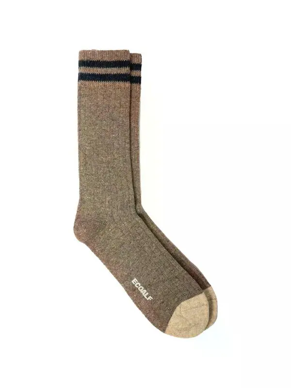 ECOALF Striped-trim Ribbed Socks - Brown