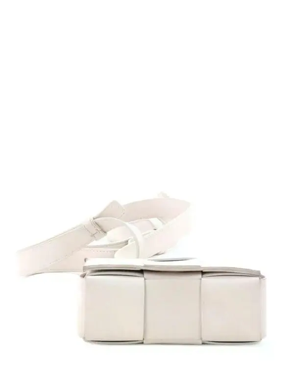 Bottega Veneta Cassette Maxi Intrecciato Leather Candy Crossbody Bag - White