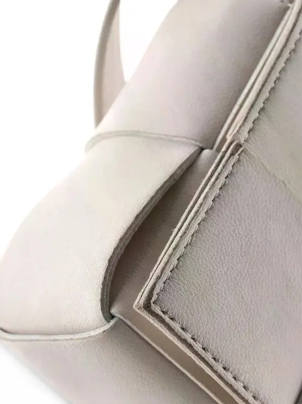 Bottega Veneta Cassette Maxi Intrecciato Leather Candy Crossbody Bag - White