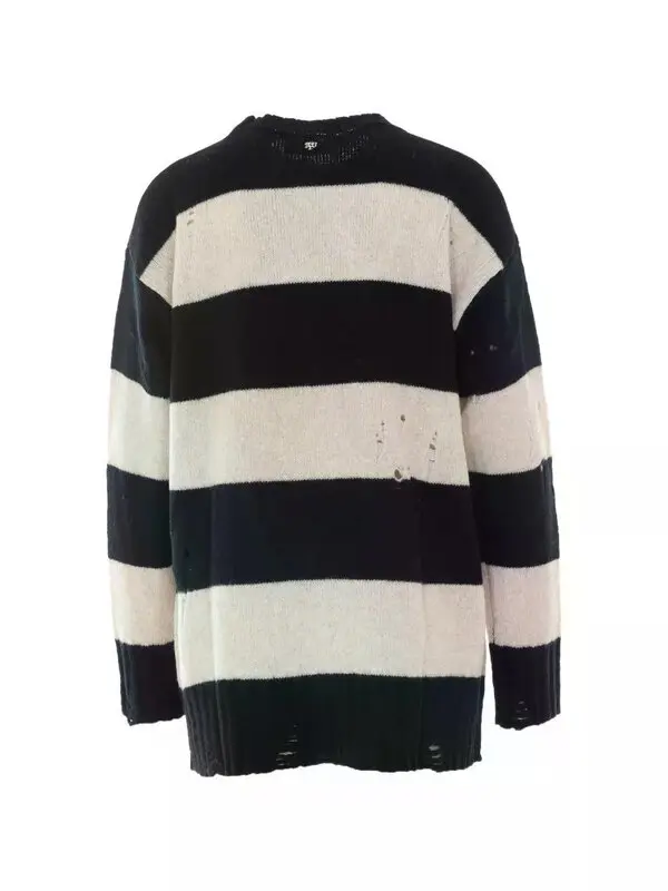 ANIYE BY Distressed Striped Wool Sweater