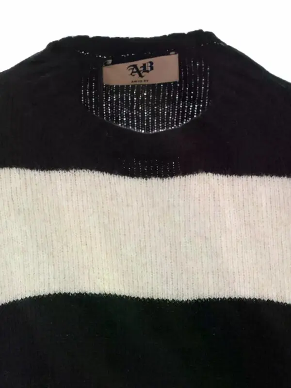 ANIYE BY Distressed Striped Wool Sweater
