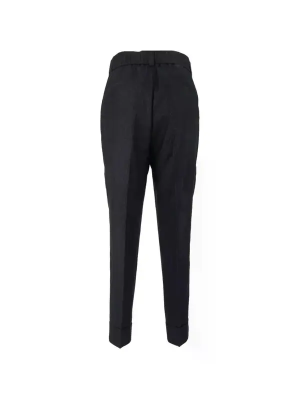 Peserico Metallic Effect Pleated Turned-up Trousers