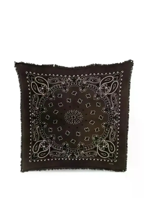 KUJTEN Large Paisley-print Frayed-edge Bandana - Brown