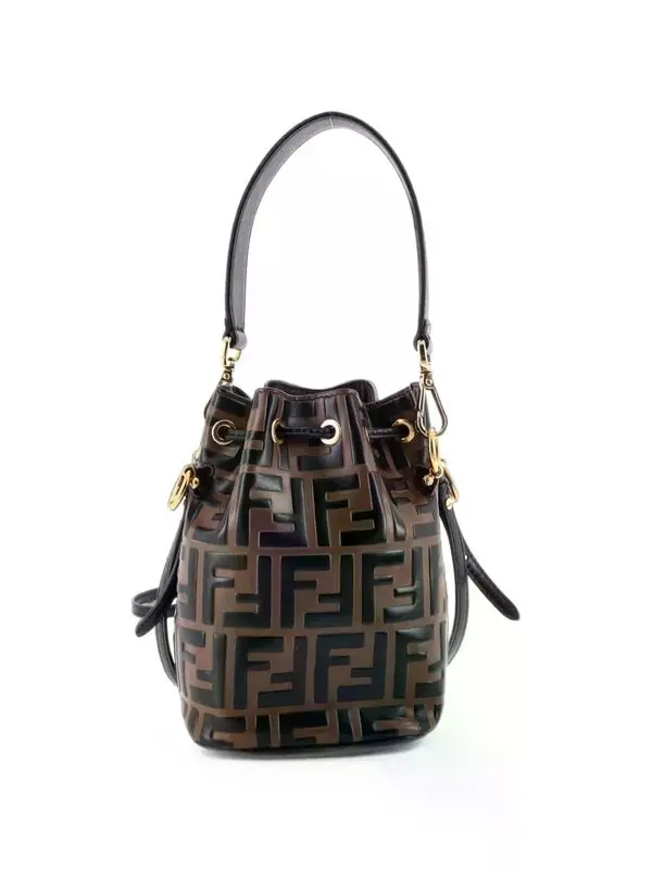 Fendi Mon Tresor Zucca Embossed Leather Mini Bucket Bag