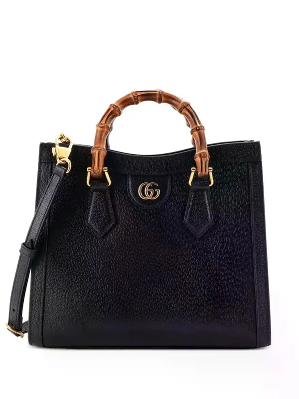 Gucci Diana Bamboo Handle Leather Small Tote Bag - Black