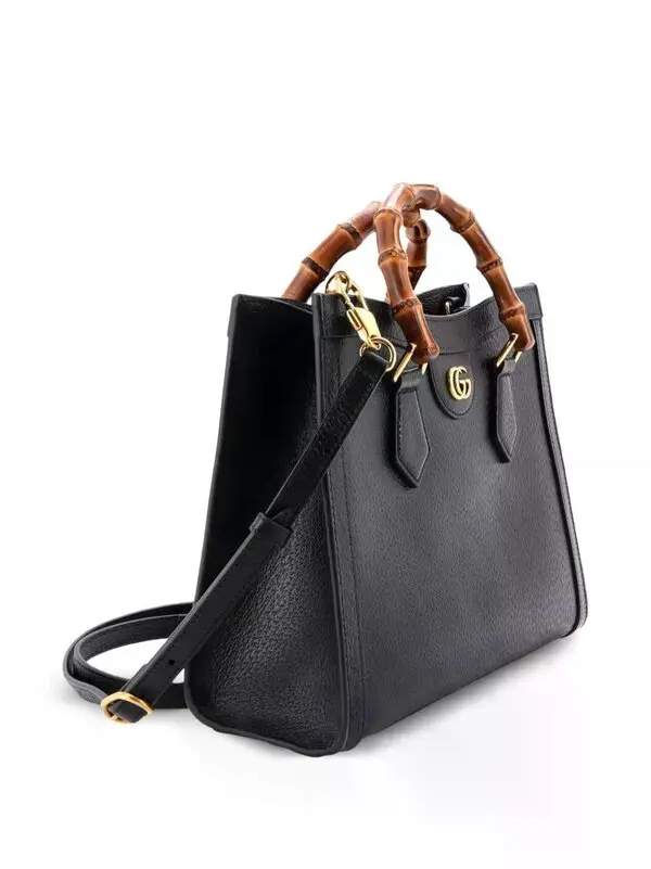 Gucci Diana Bamboo Handle Leather Small Tote Bag - Black