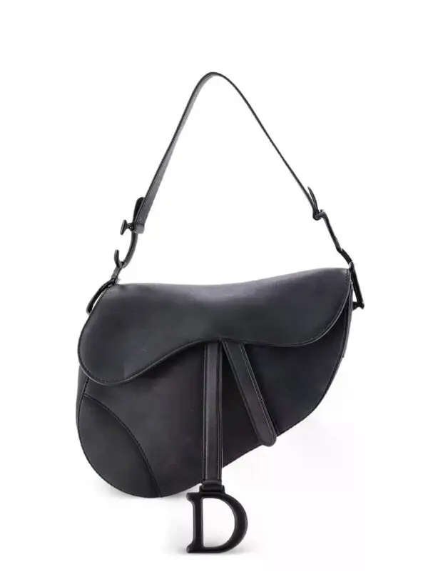 Dior Ultra Matte Saddle Handbag Leather Medium Shoulder Bag - Black