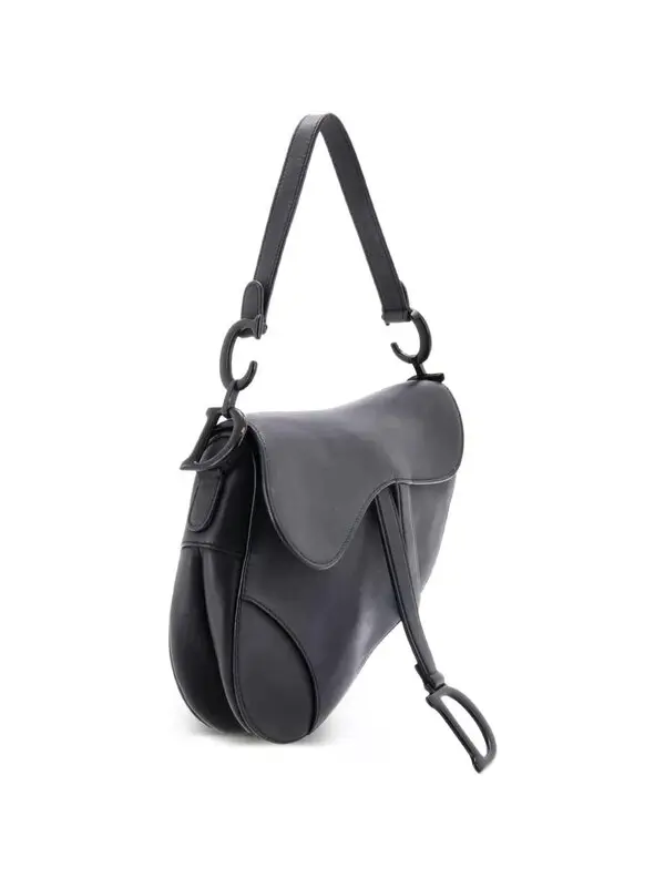 Dior Ultra Matte Saddle Handbag Leather Medium Shoulder Bag - Black