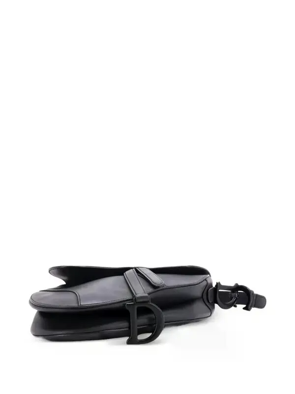 Dior Ultra Matte Saddle Handbag Leather Medium Shoulder Bag - Black