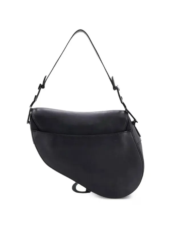 Dior Ultra Matte Saddle Handbag Leather Medium Shoulder Bag - Black